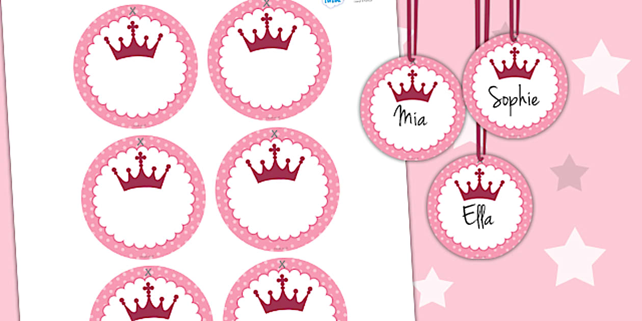 Editable Princess Themed Birthday Party Name Tags - Twinkl
