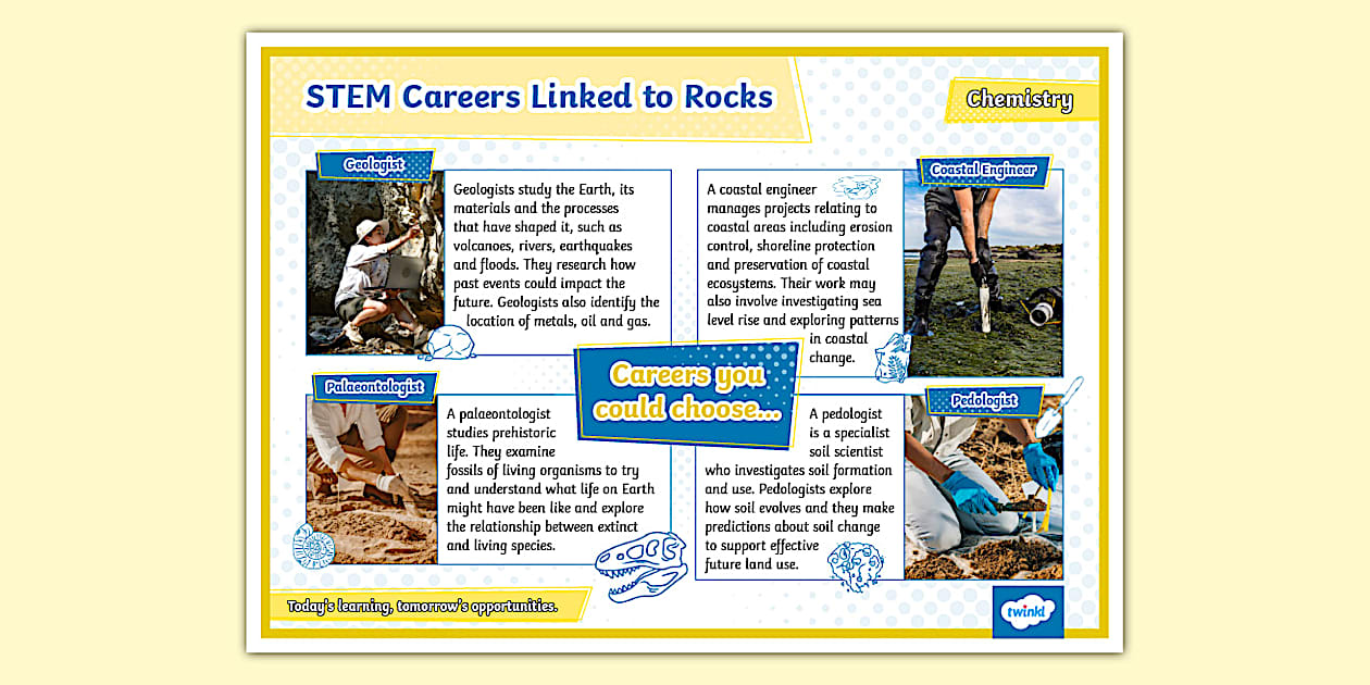 Rocks STEM Careers Poster - KS2 (teacher made) - Twinkl