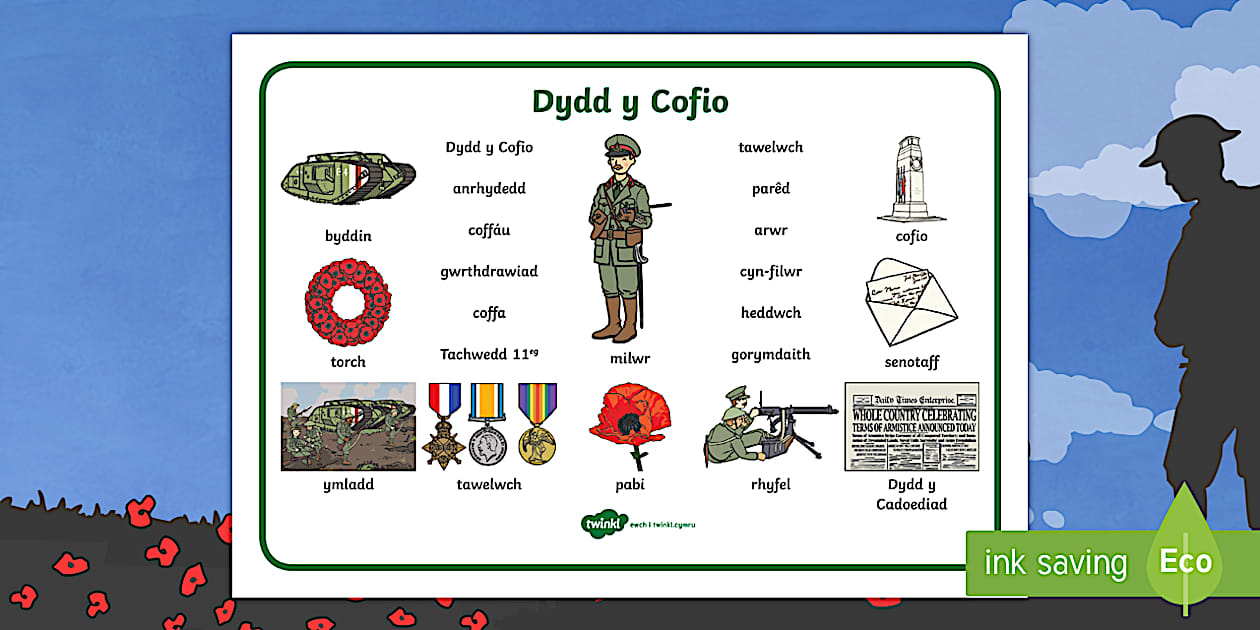 Mat Geiriau Dydd y Cofio (Teacher-Made) - Twinkl