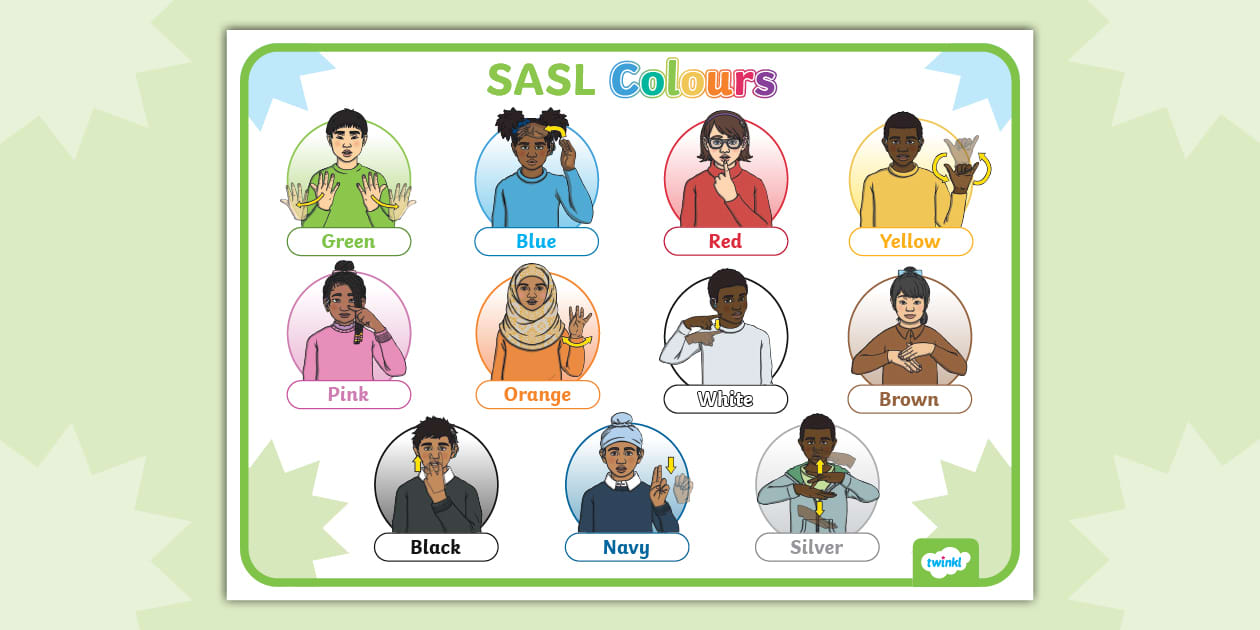 SASL Colour Signs Word Mat (teacher made) - Twinkl