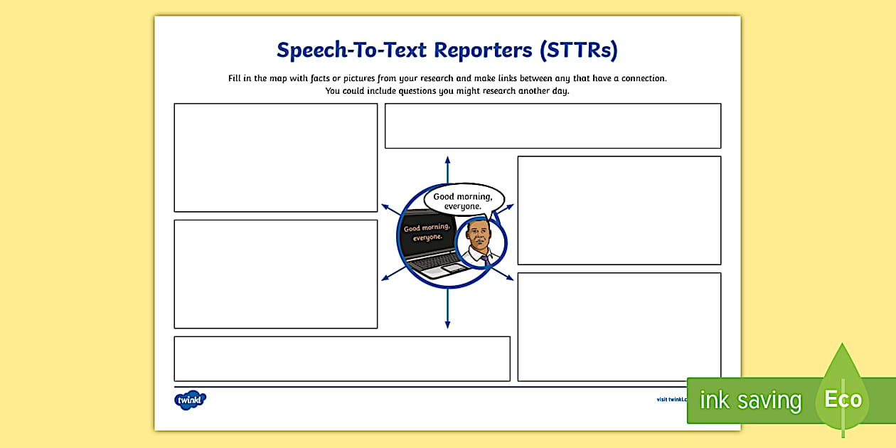 Speech to Text Reporters Research Map - Twinkl