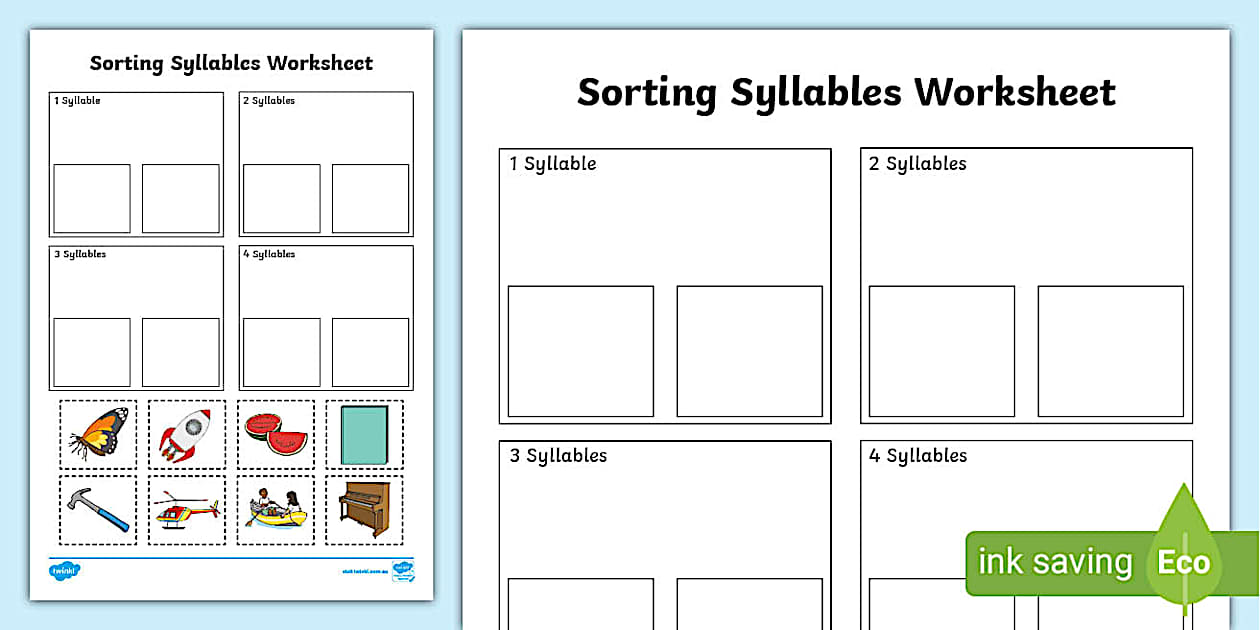 Sorting Syllables Worksheet | F-2 Syllable Worksheets