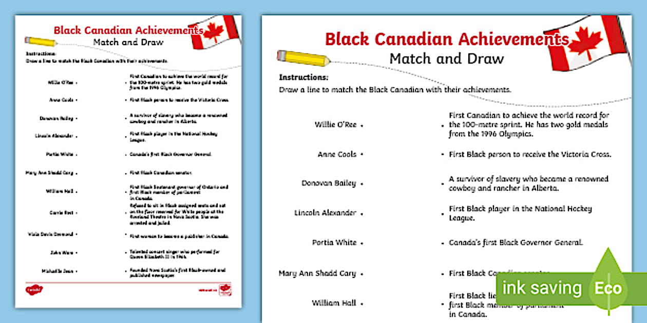 Black History Month Matching Worksheet - Twinkl CA