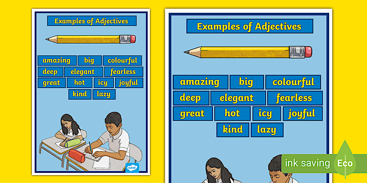 Examples of Adjectives Display Poster