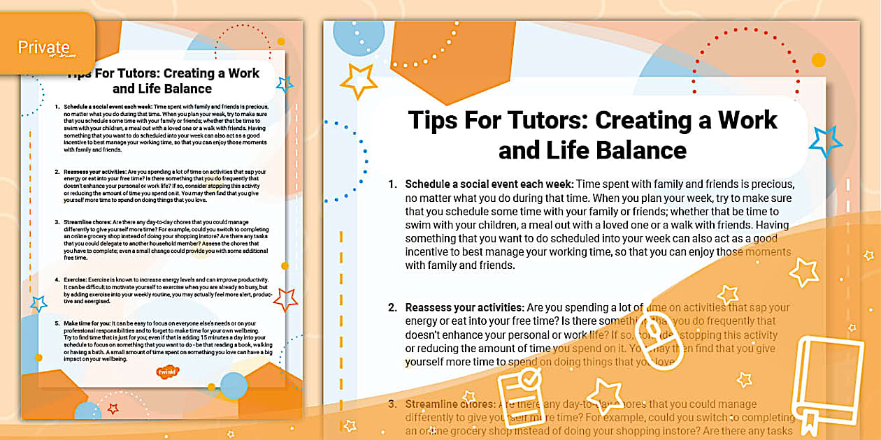 Tips for Tutors: Work / Life Balance (teacher made) - Twinkl