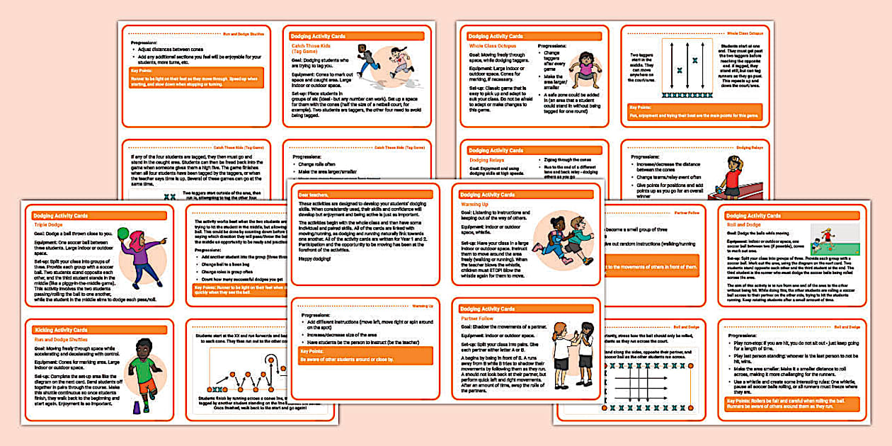 Year 1 and 2 PE: Simple Skills Series - Dodging Activity Cards