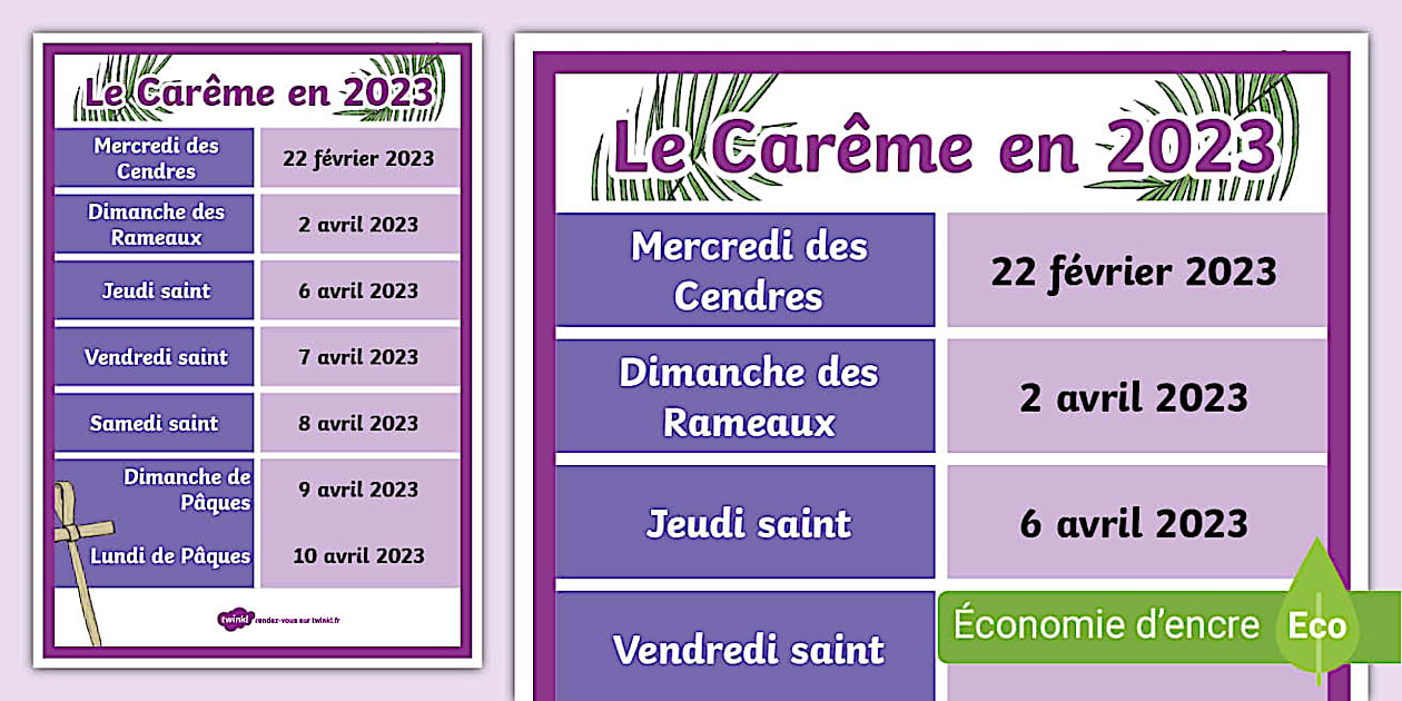 Les dates autour du Carême - calendrier (teacher made) Les dates autour du Carême - calendrier (teacher made)