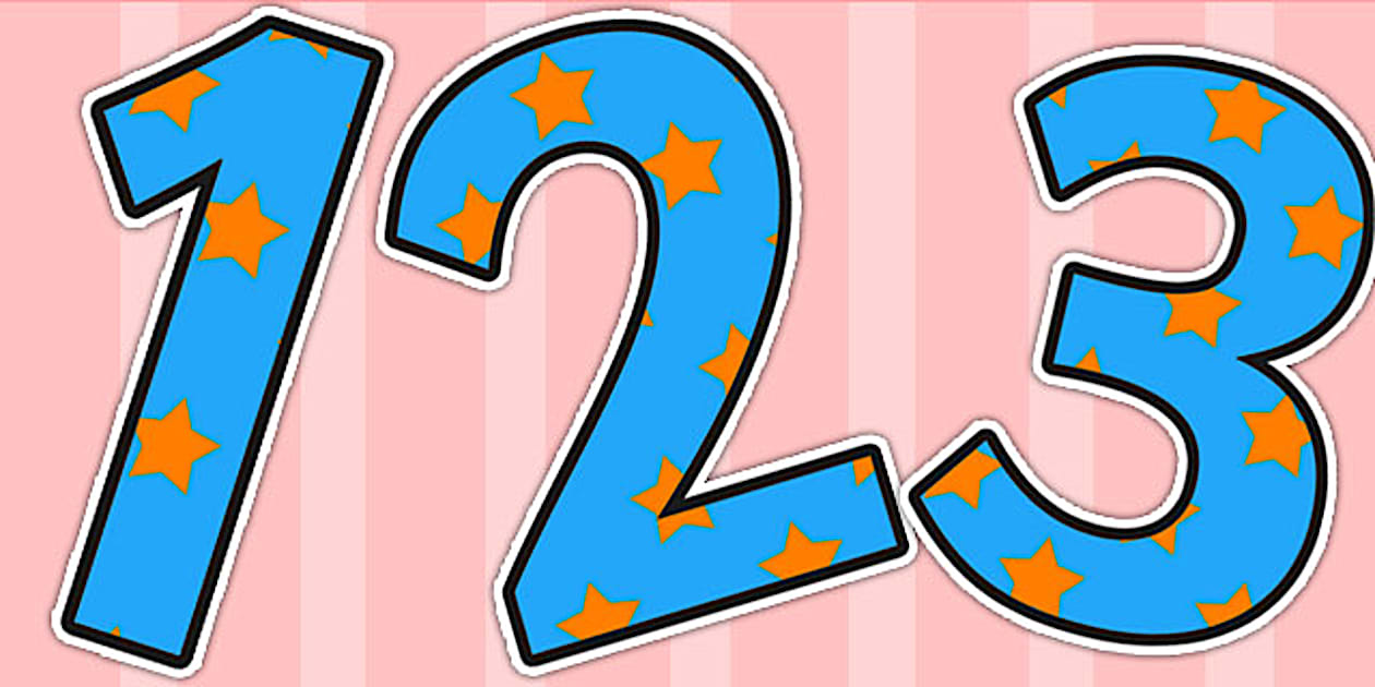 Blue and Orange Stars Display Numbers (teacher made)