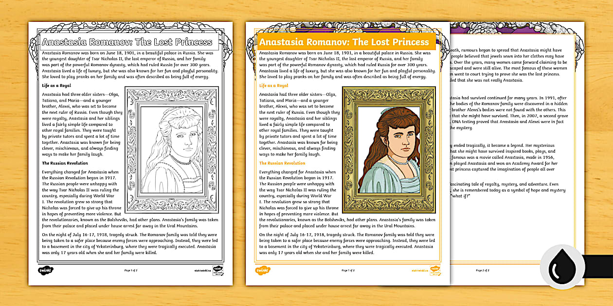 Anastasia Romanov Fact File (l'enseignant a fait) - Twinkl