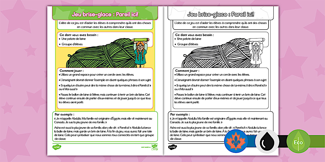 Icebreaker Game: Same Here! French (l'enseignant a fait)