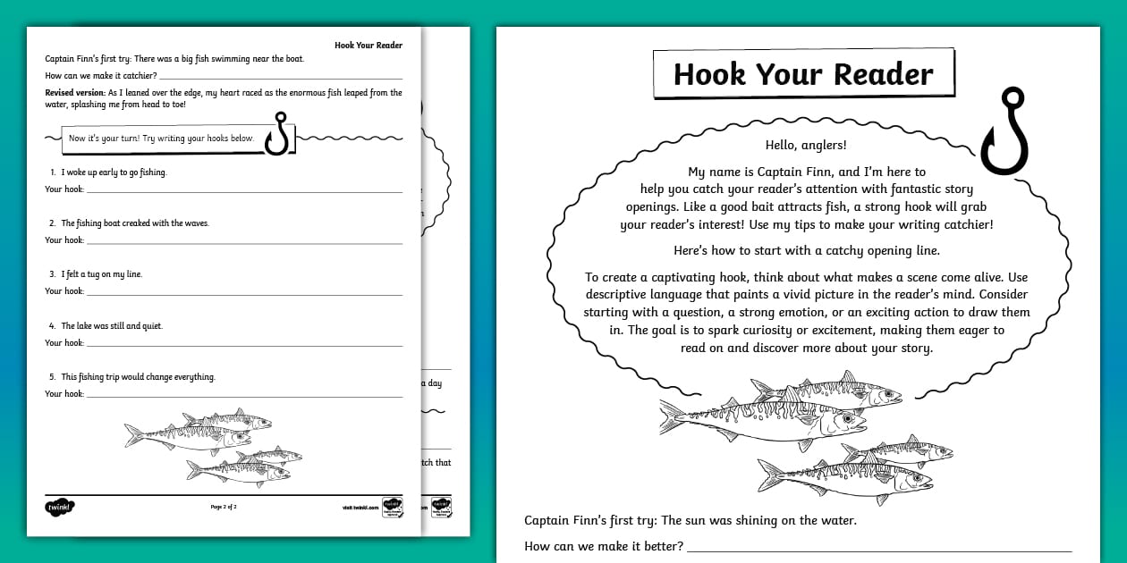 Hook Your Reader Writing Worksheet for 3rd-5th Grade