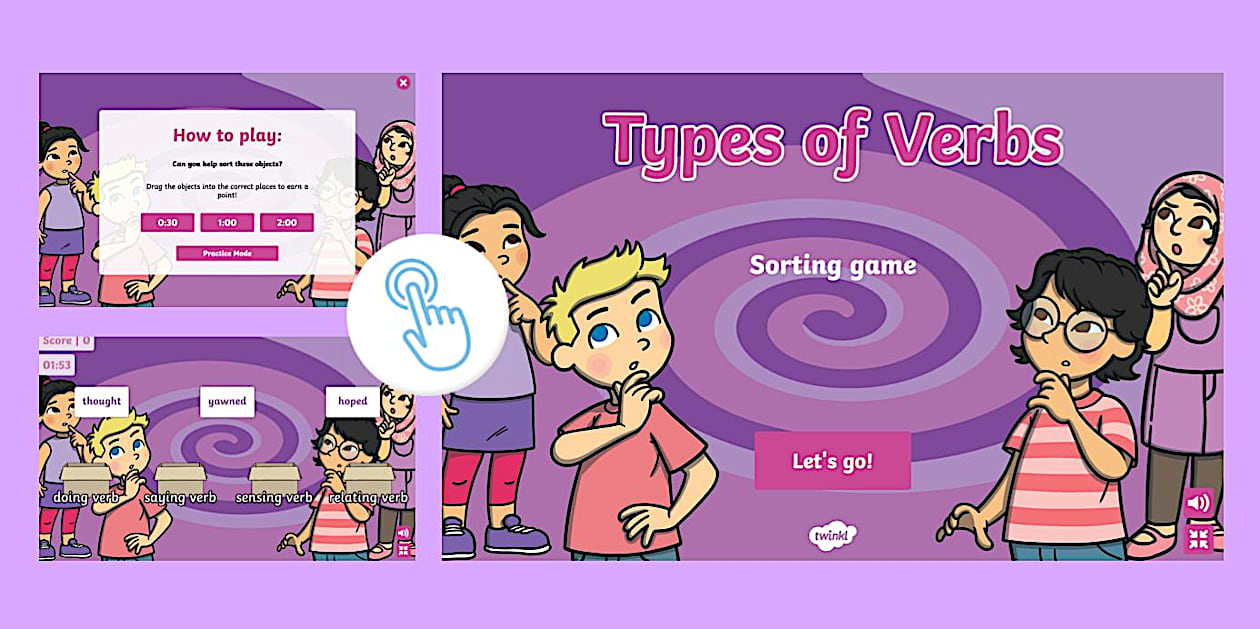 Types of Verbs Sorting Game (teacher made) - Twinkl
