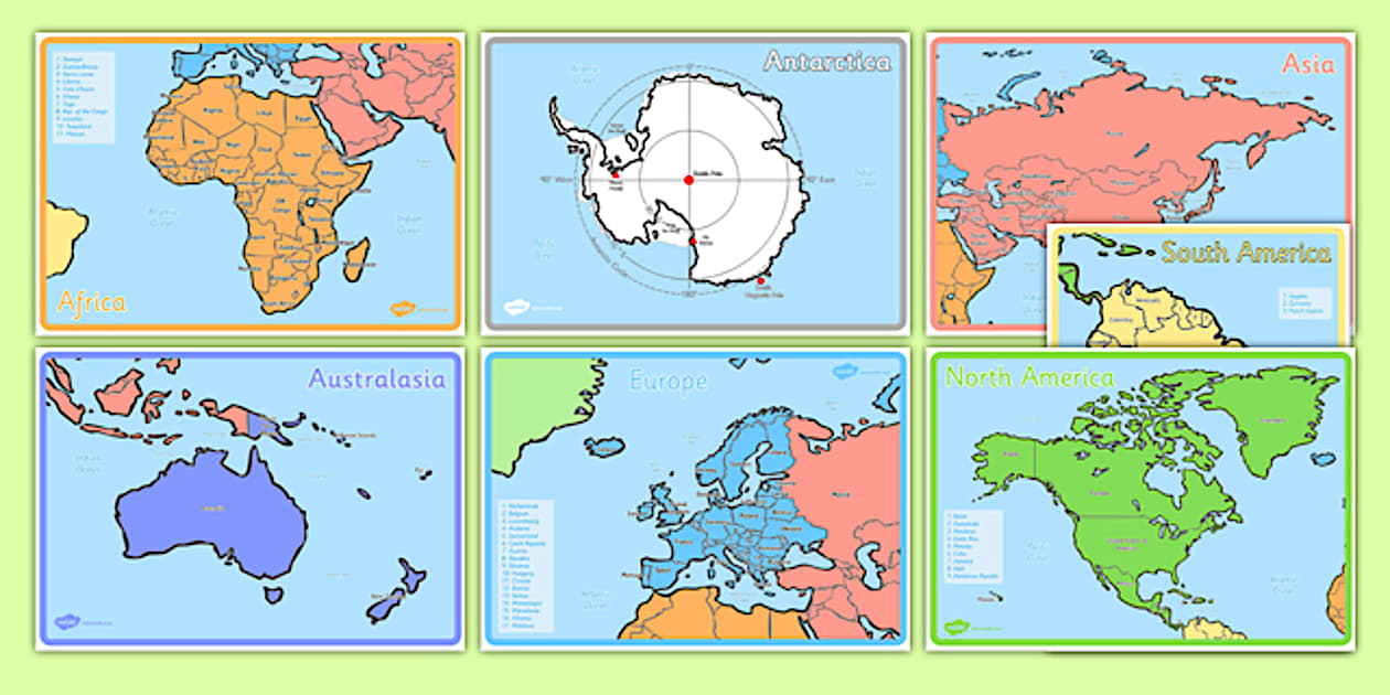 Geography Continents of the World Poster Pack (teacher made)