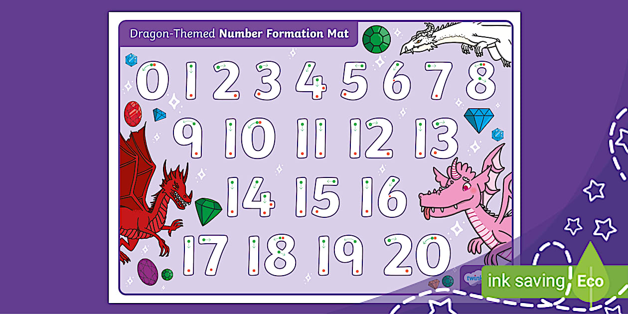 Dragon-Themed Number Formation Mat (Ages 5 - 6) - Twinkl
