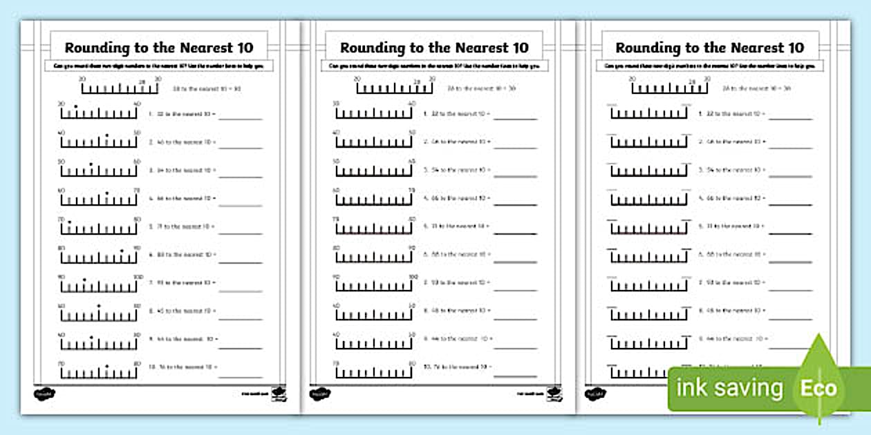 Rounding to 10 Differentiated Activity Worksheets - Resource