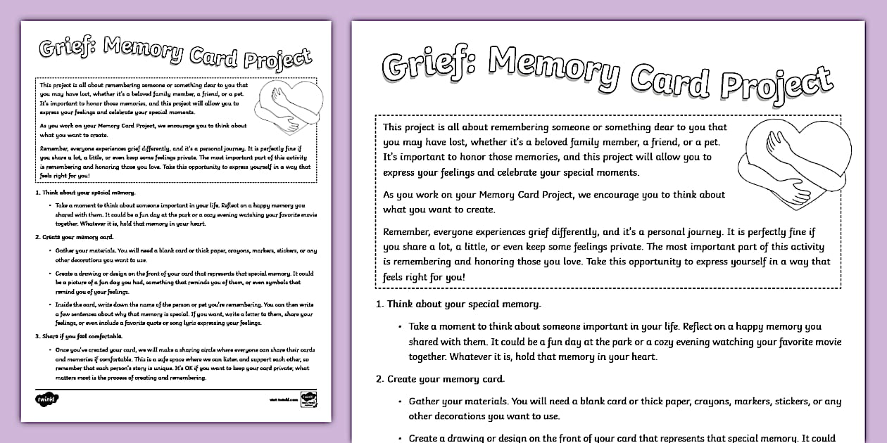 Grief: Memory Card Project (teacher made) - Twinkl