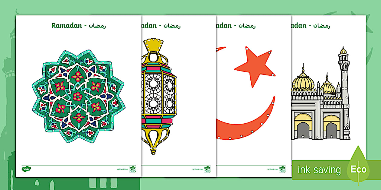 Ramadan Lacing Cards Arabic/English (teacher made) - Twinkl