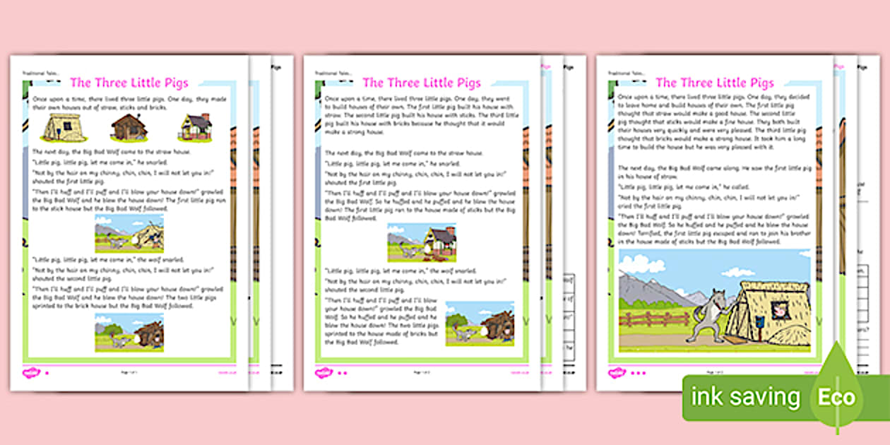 Editable The Three Little Pigs Differentiated Reading Comprehension ...