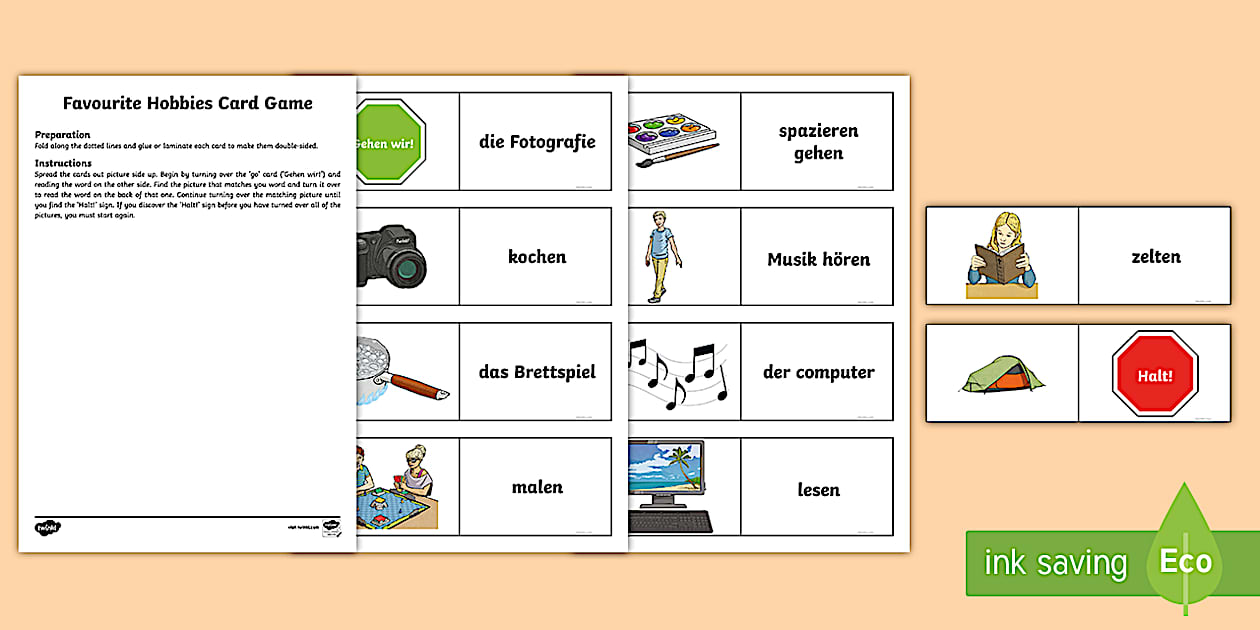 Favourite Hobbies Card Game German (Teacher-Made) - Twinkl