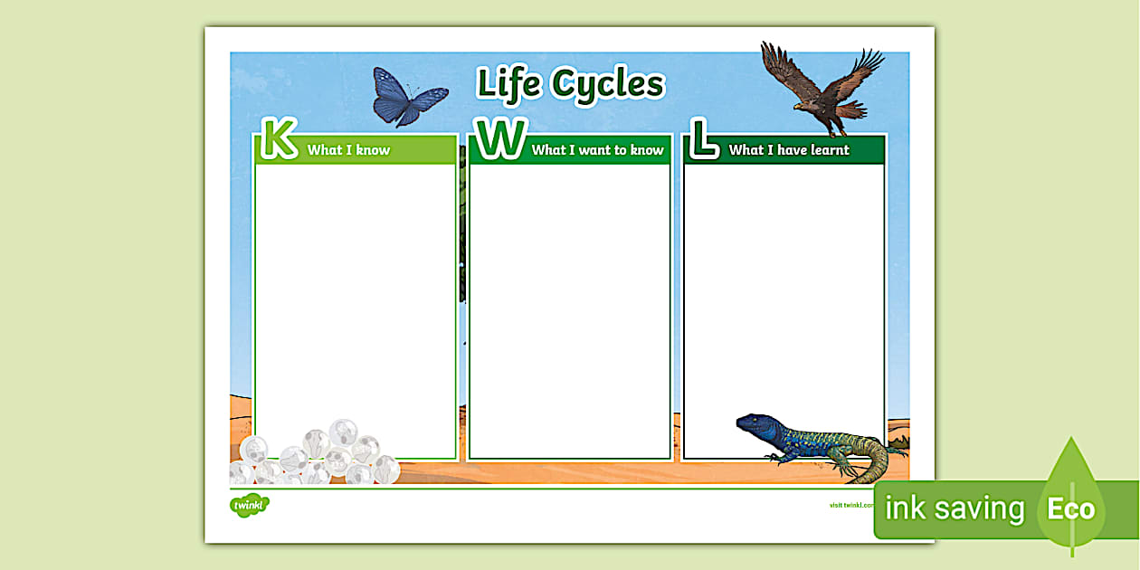 Life Cycles Topic KWL Grid (teacher made) - Twinkl