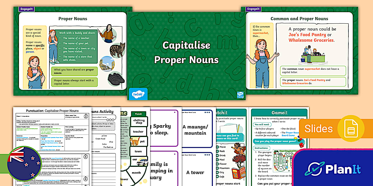 During the third year: Punctuation: Capitalise Proper Nouns