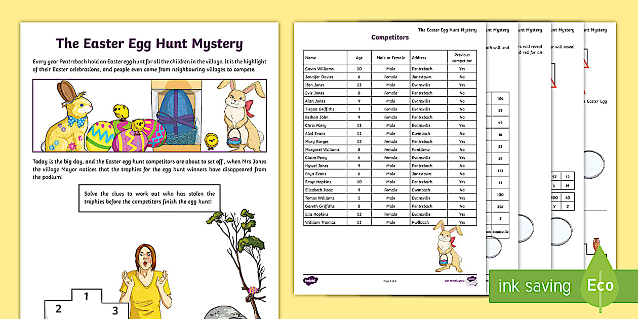 The Easter Egg Hunt Maths Mystery (teacher made) - Twinkl