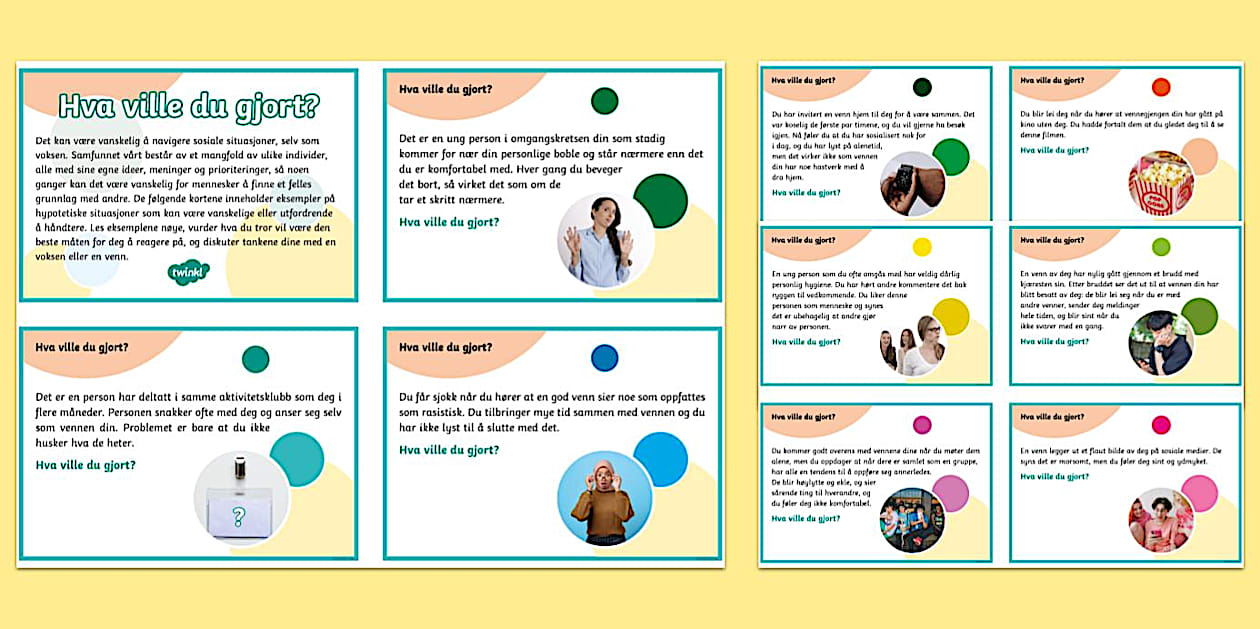 Hva ville du gjort? Diskusjonskort (Hecho por educadores)