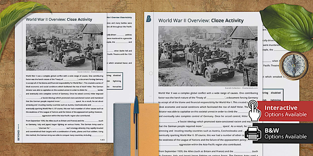 World War II Overview Cloze Activity (teacher made) - Twinkl