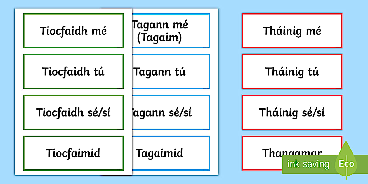 Irish Irregular Verbs | 'Tar' Word Cards | Twinkl