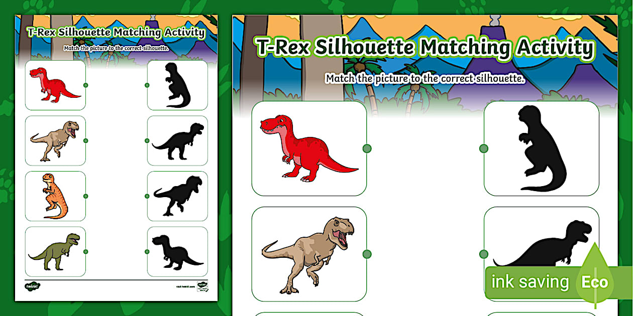 T-Rex Silhouette Matching Activity (teacher made) - Twinkl