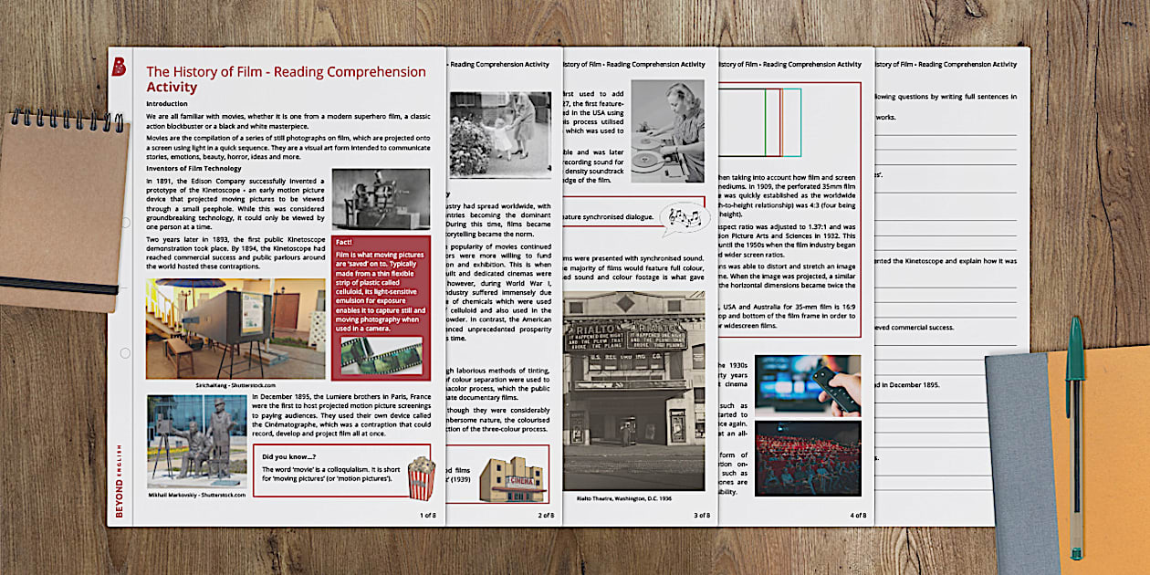 The History of Film - Reading Comprehension Activity