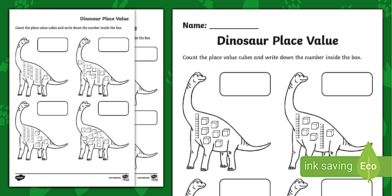 Dinosaur Place Value Activity Sheet (teacher made) - Twinkl