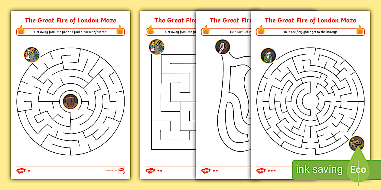 The Great Fire of London Differentiated Maze Worksheet / Worksheet ...