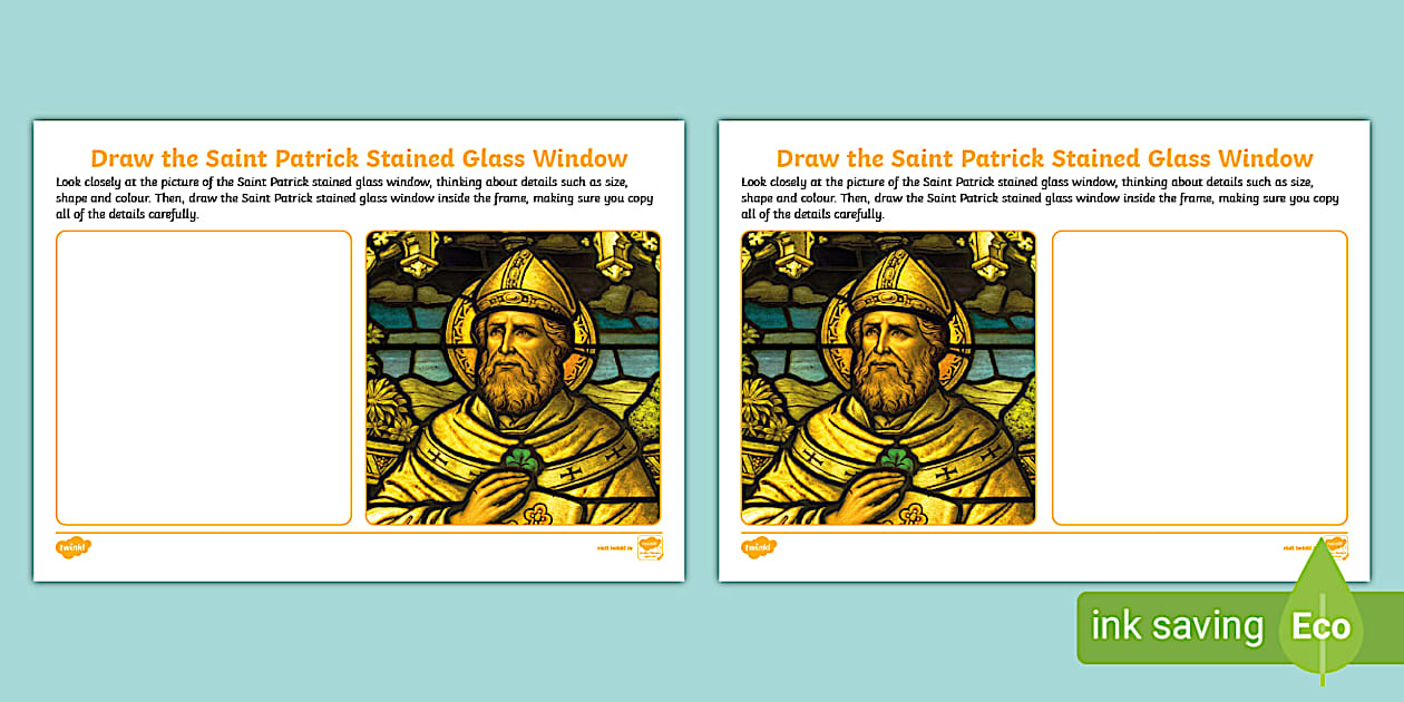 Draw the Saint Patrick Stained Glass Window Worksheet