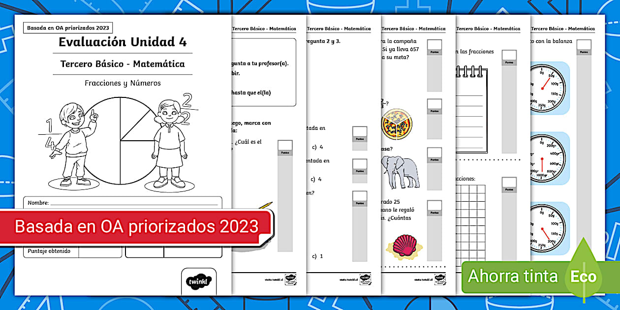 Prueba 3° Básico de Matemática: Unidad 4 - Twinkl