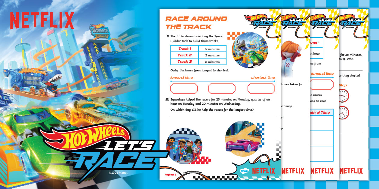 👉 Hot Wheels: Race Around the Track Measuring Time Activity Sheets
