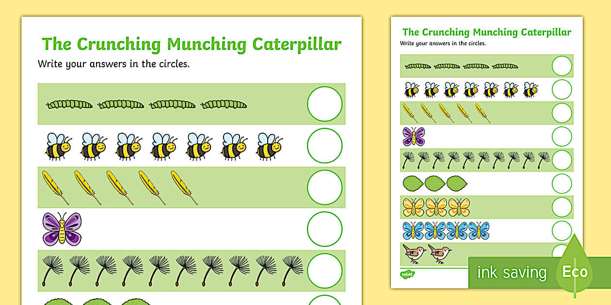 Counting Sheet to Support Teaching on The Crunching Munching Caterpillar