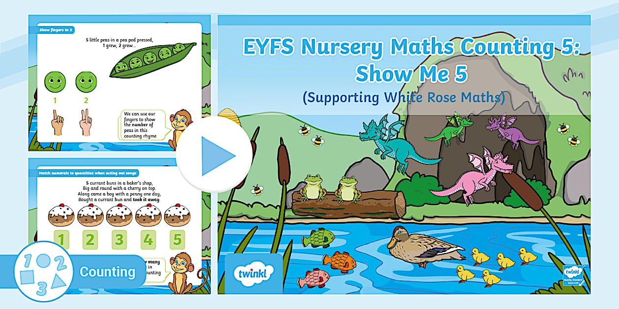 👉 Kindergarten Nursery Maths Counting PowerPoint: Show Me 5 | WRM