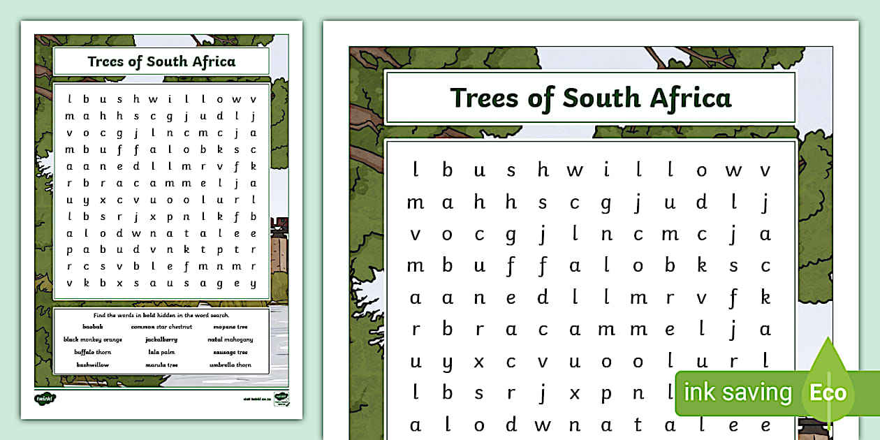 Trees of South Africa Word Search (teacher made) - Twinkl