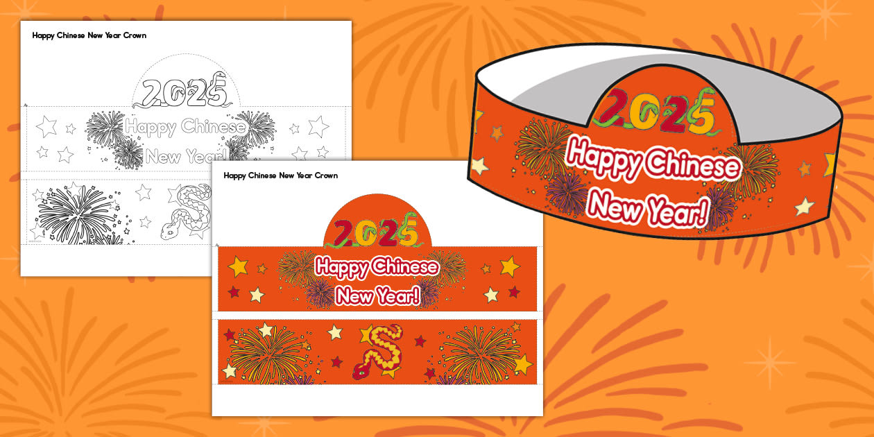 Happy Chinese New Year Crown (teacher made) - Twinkl