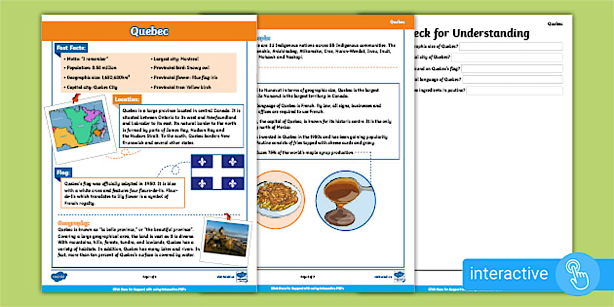 Quebec Interactive Reading Comprehension - Grades 4-6