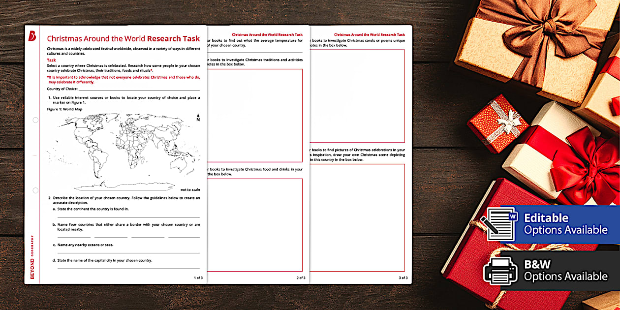 KS3 Christmas Around the World Research Task - Twinkl