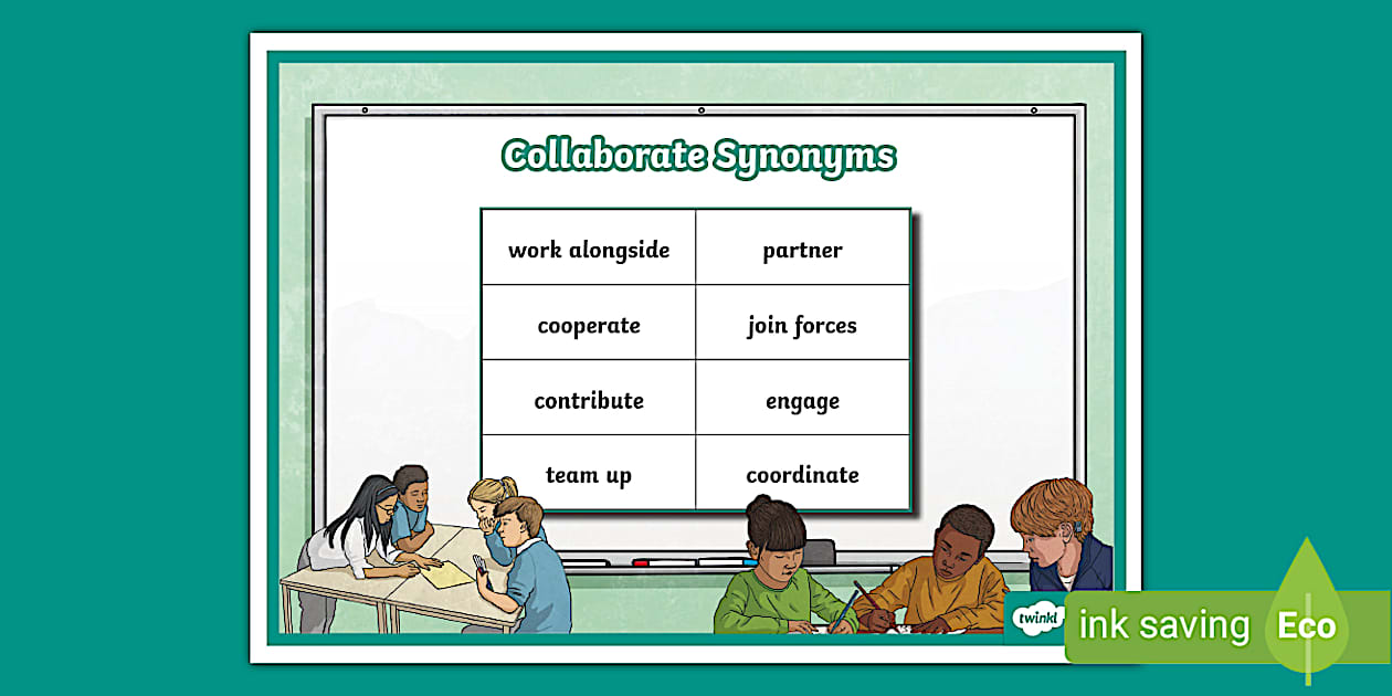Collaborate Synonyms Word Mat (teacher made) - Twinkl