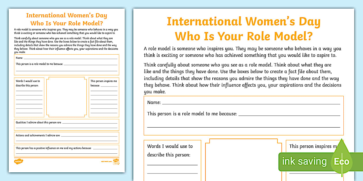 International Women's Day Who Is Your Role Model? KS2 Sheet