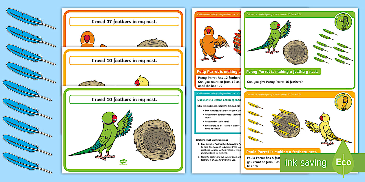 EYFS Maths Counting Chilli Challenges: Feathery Nests