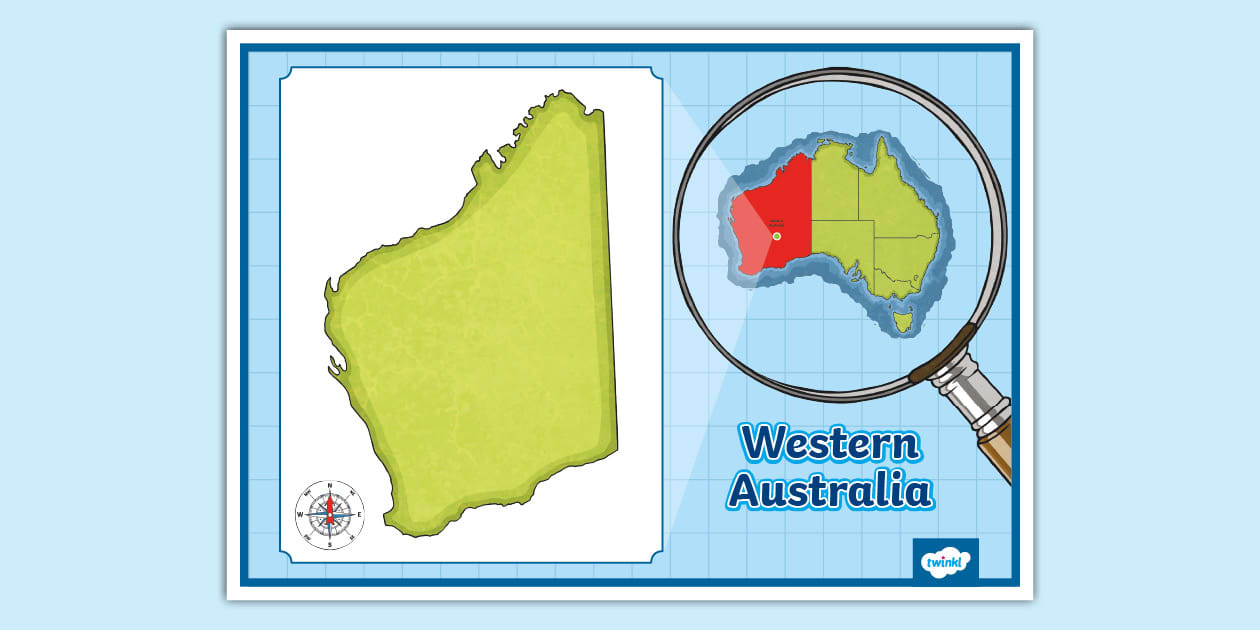 Western Australia Map Poster (teacher made) - Twinkl