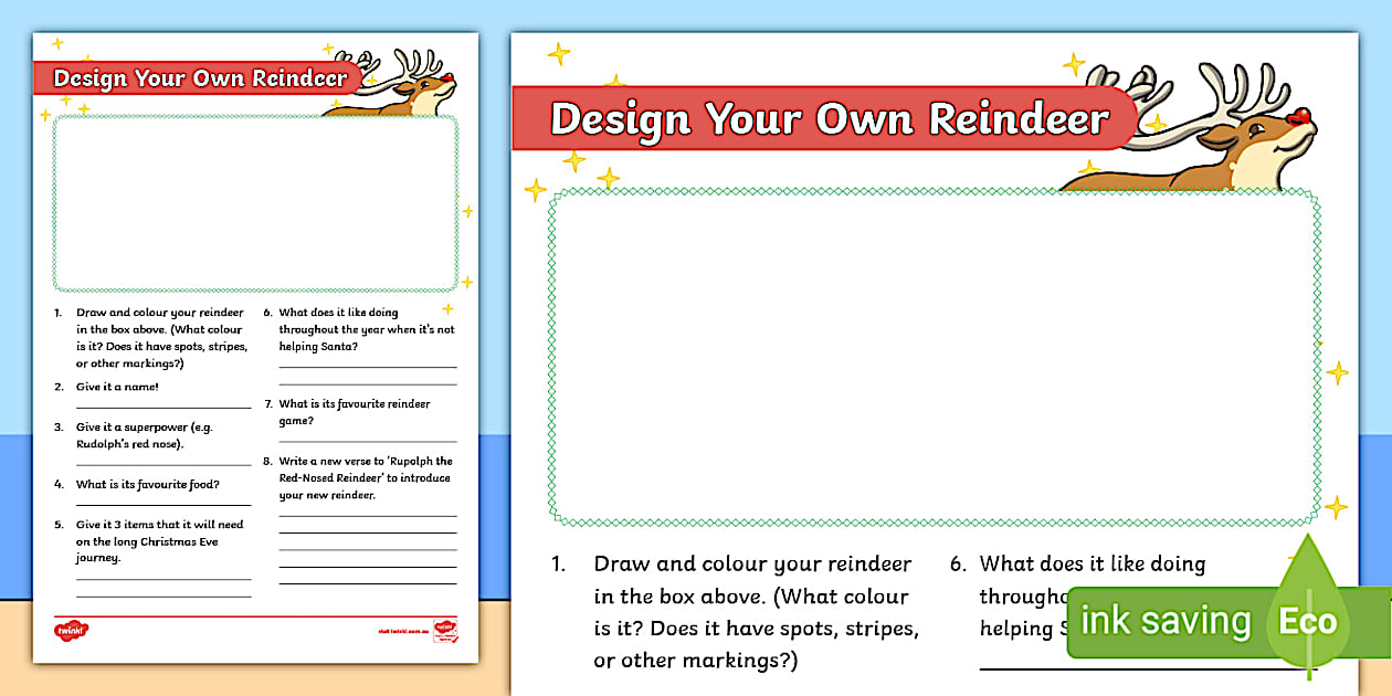 Design Your Own Reindeer Worksheet / Worksheet - Twinkl