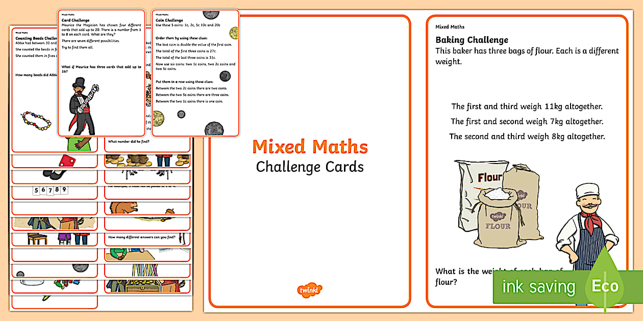 Mixed Maths Challenge Cards-Australia (teacher made)