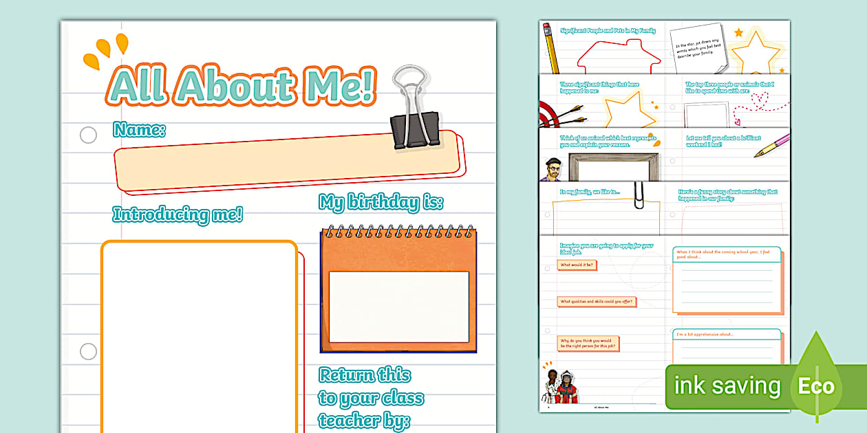 Editable KS2 All About Me Transition Booklet (teacher made)