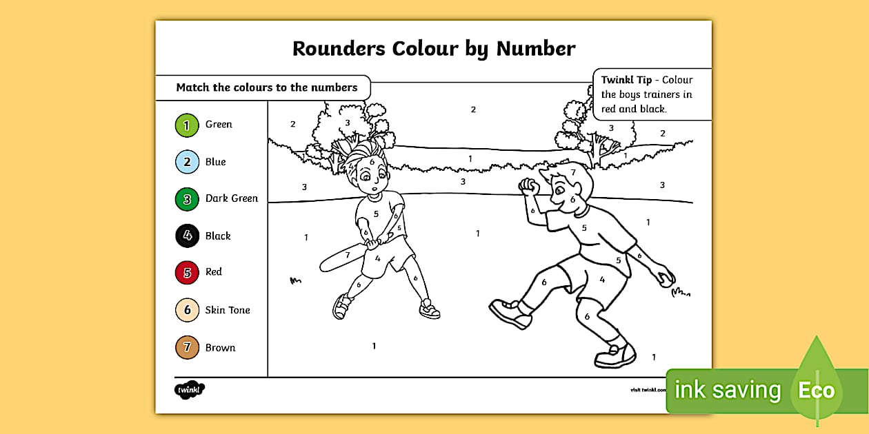 Rounders Colour by Number (Teacher-Made) - Twinkl